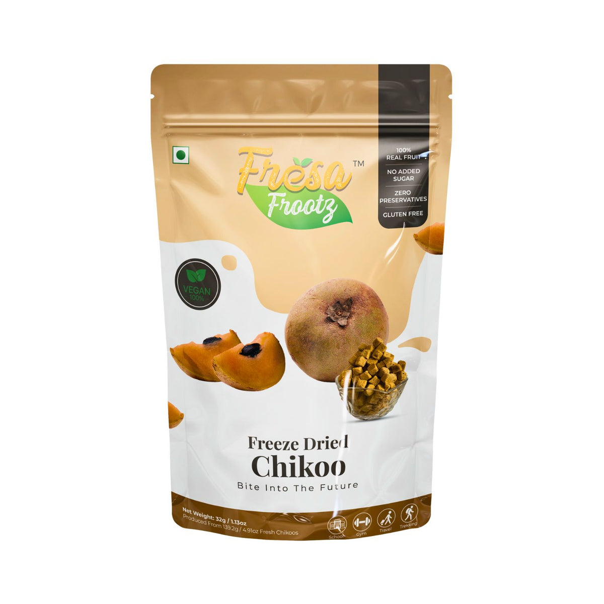Freeze Dried Chikoo, Vegan Snack - by Fresa Frootz – butnotmeat.com