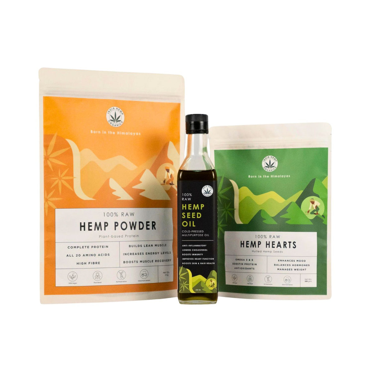Vegan Seeds, Protein Powder, Oil, Value Pack - by India Hemp Organics ...