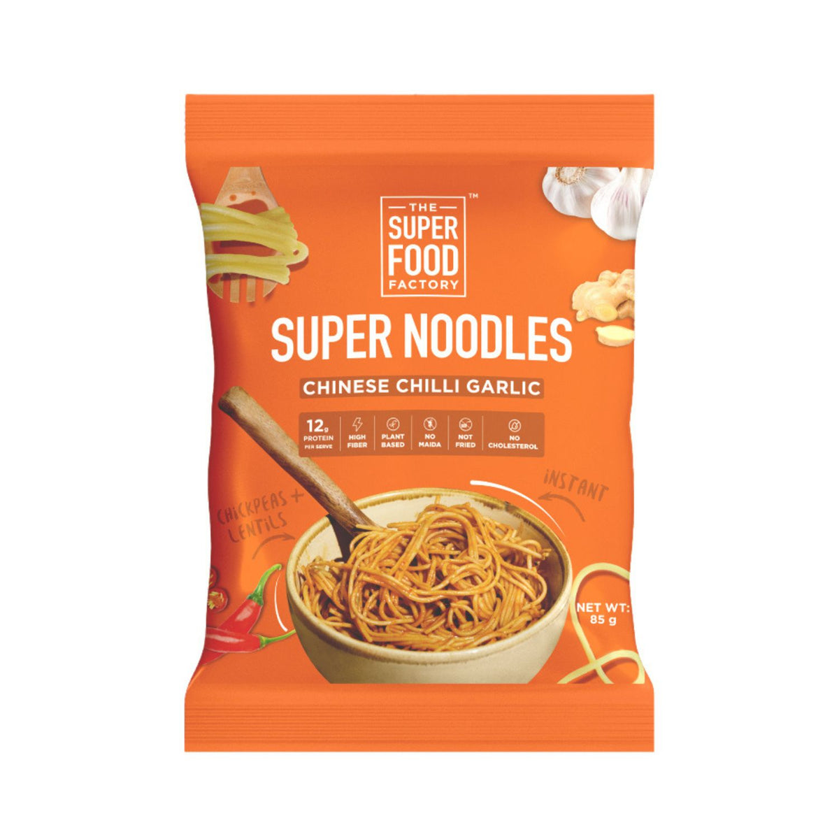 Instant Noodles, Plant Based, Chilli Garlic - by The Superfood Factory ...