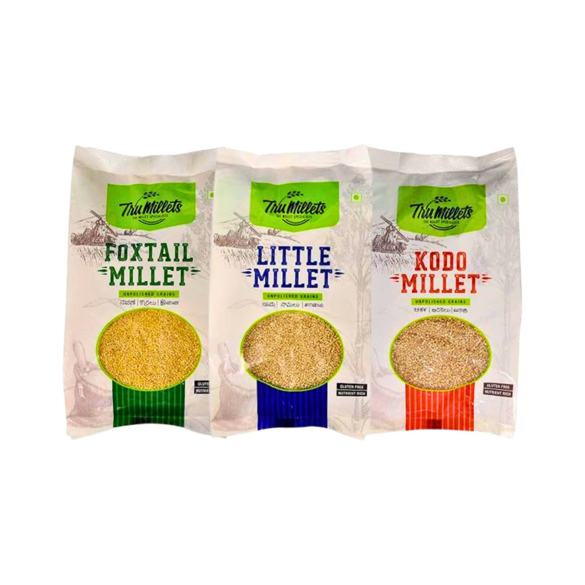 Millet Combo, Kodo, Little & Foxtail, Vegan-friendly - by Tru Millets ...